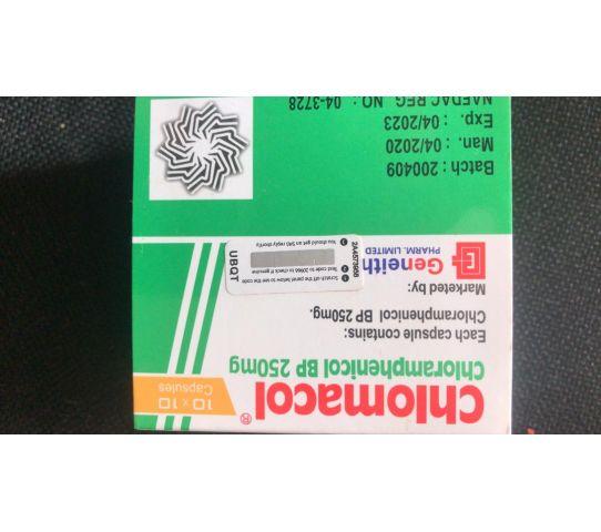 Geneith Chlomacol Chloramphenicol Caps.,250mg(10x10) | Rxalldelivered.com